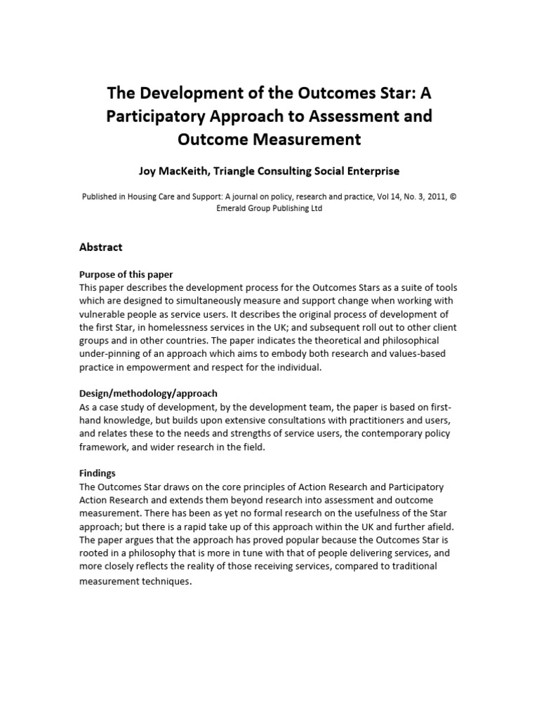 Outcomes Star: Measuring Change in Care | PDF | Empowerment | Action ...