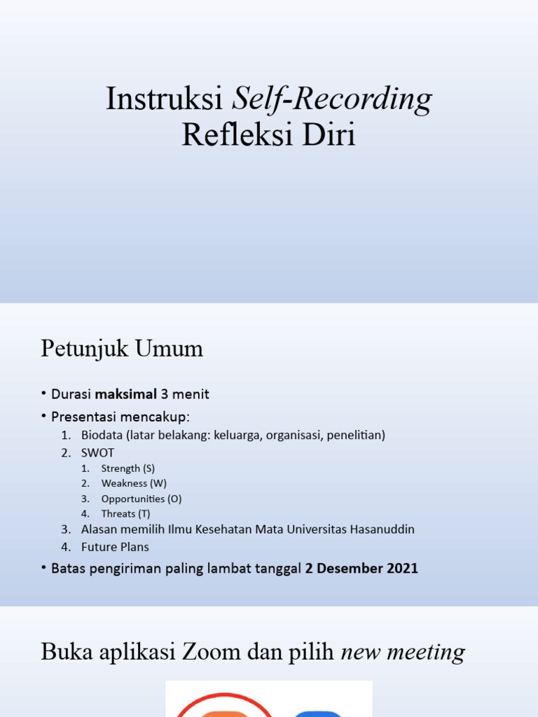 Petunjuk Self Recording Refleksi Diri | PDF
