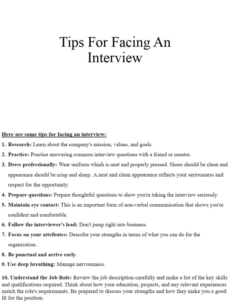 Interview Pointers 1 | PDF | Body Language | Ships