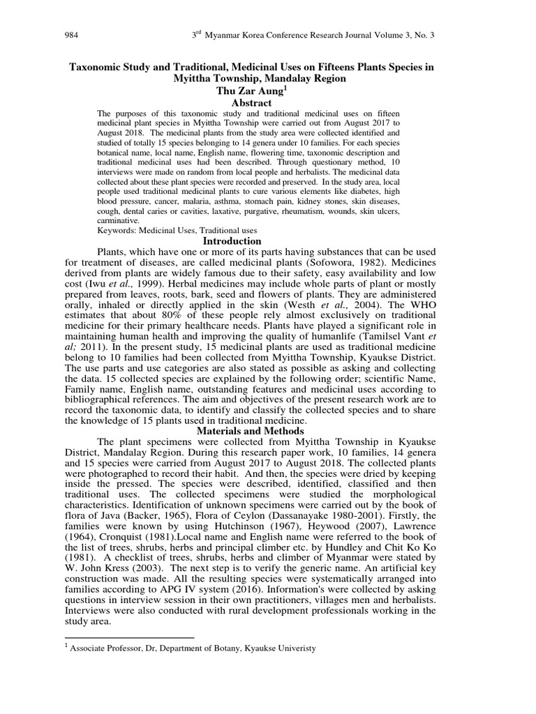 Thuzar Aung 1 | PDF | Flowers | Plant Morphology