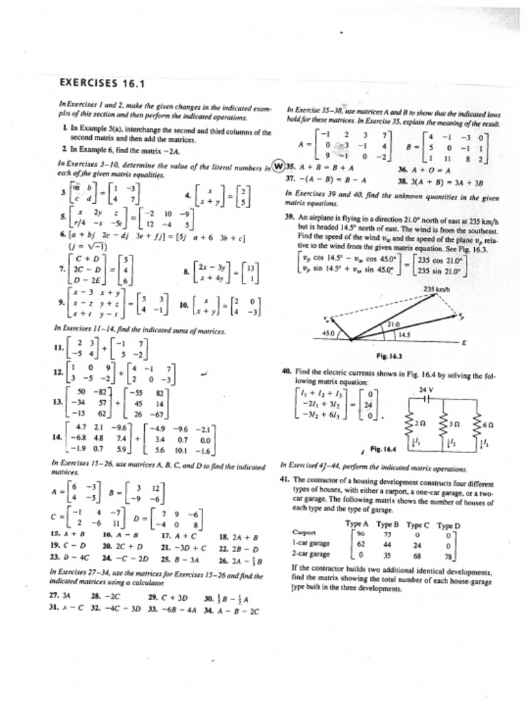 1.Additional Exercises Matrices(Terminology and BasicCalculations) | PDF