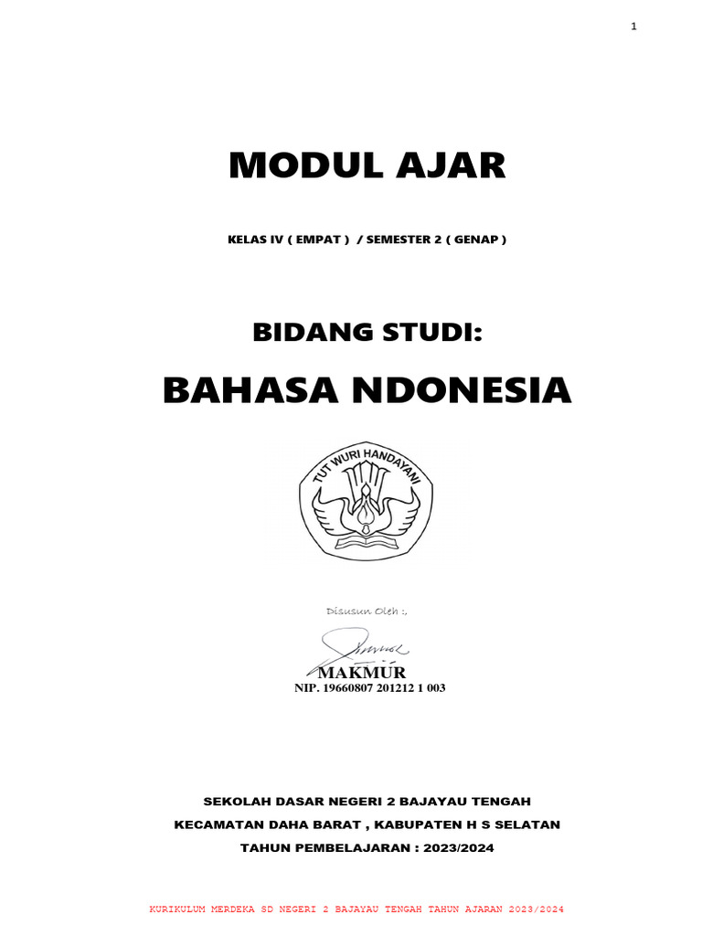Modul Ajar Kelas 4 BIND | PDF