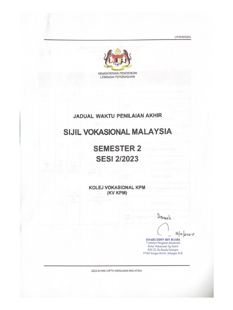JW Pa Sem 2 SVM Kohort 2023 | PDF