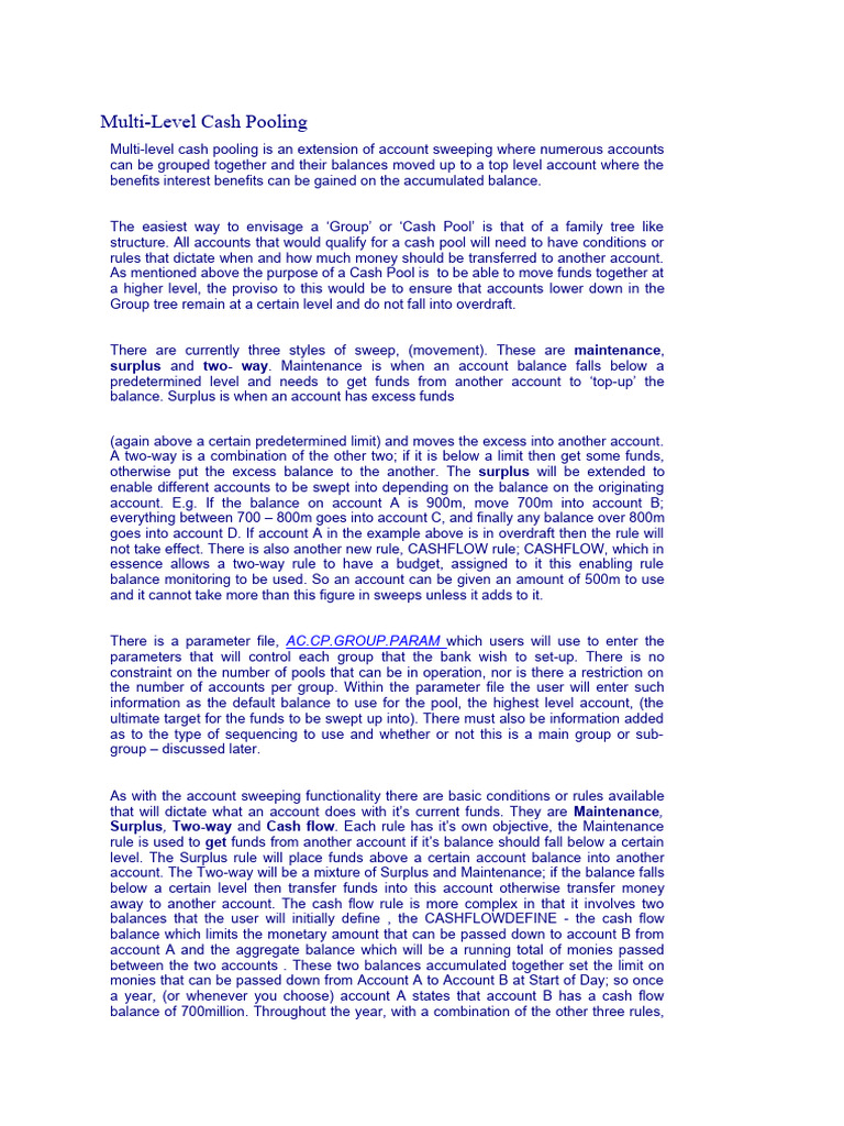 Multi-Level Cash Pooling | Download Free PDF | Economies