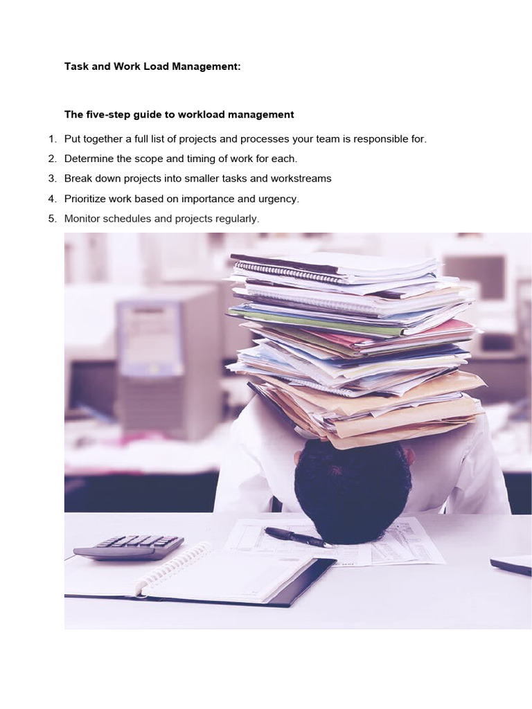 Task and Work Load Management | PDF | Workload | Goal