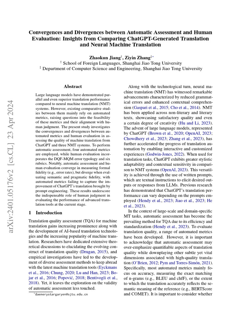 Convergences and Divergences Between Automatic Assessment and Human 2401.05176v2 | Download Free ...