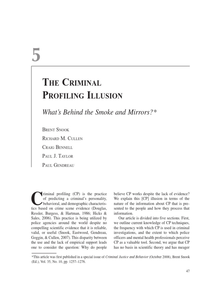 The Illusion of Criminal Profiling | PDF | Offender Profiling | Crimes