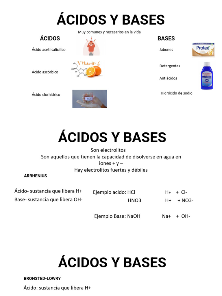 Ácidos, Bases y su pH en Química | PDF | Ácido | Ph