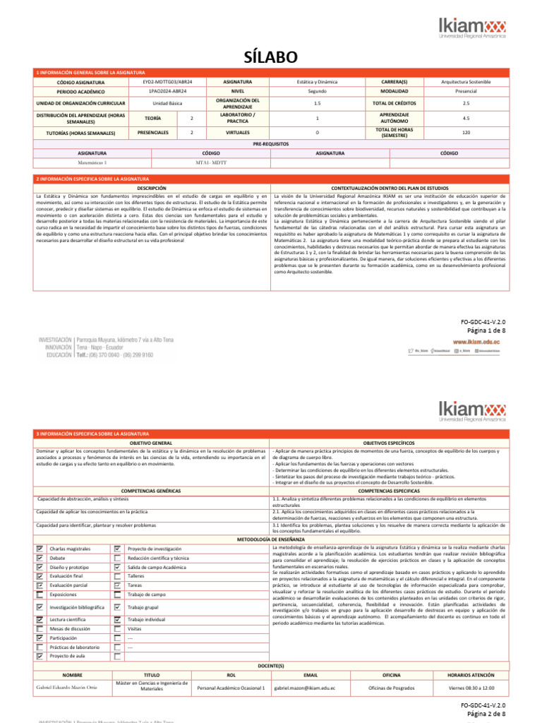 Estatica y Dinámica - G03 - Mazón Ortiz Gabriel Mazón-Signed | PDF ...