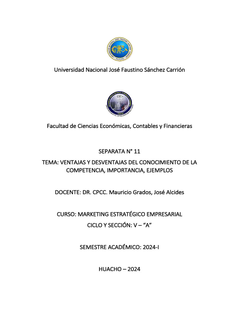 SEPARATA 11 - Ventajas y Desventajas Del Conocimiento de La Competencia | PDF | Marketing ...