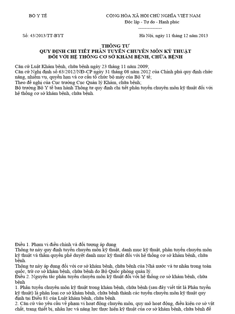 Thong Tu 43 BYT - Bo Y Te | PDF
