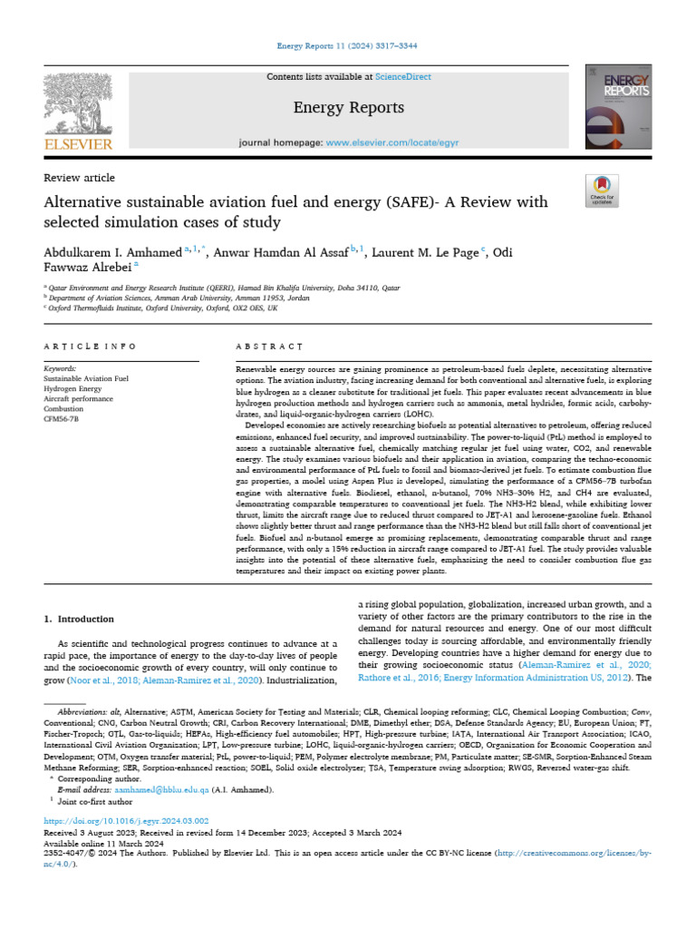 Alternative Sustainable Aviation Fuel and Energy SAFE A Rev 2024 Energy ...