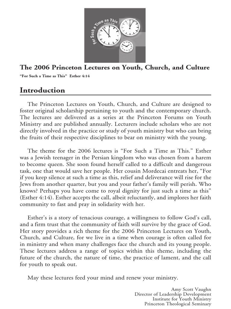 The 2006 Princeton Lectures On Youth, Church and Culture | PDF ...