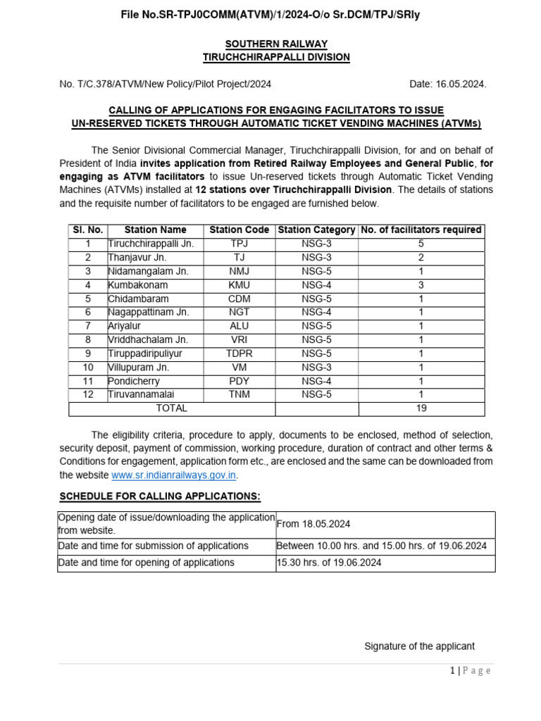 ATVM Facilitator Recruitment 2025 | PDF