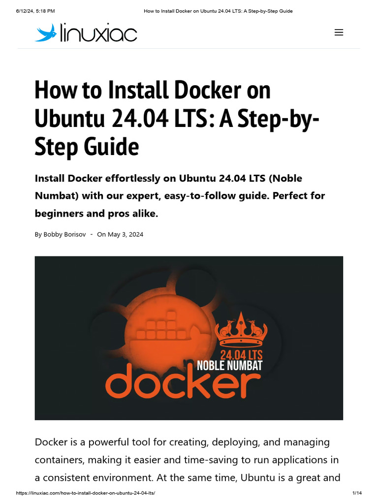 How To Install Docker On Ubuntu 24.04 LTS - A Step-by-Step Guide | PDF ...