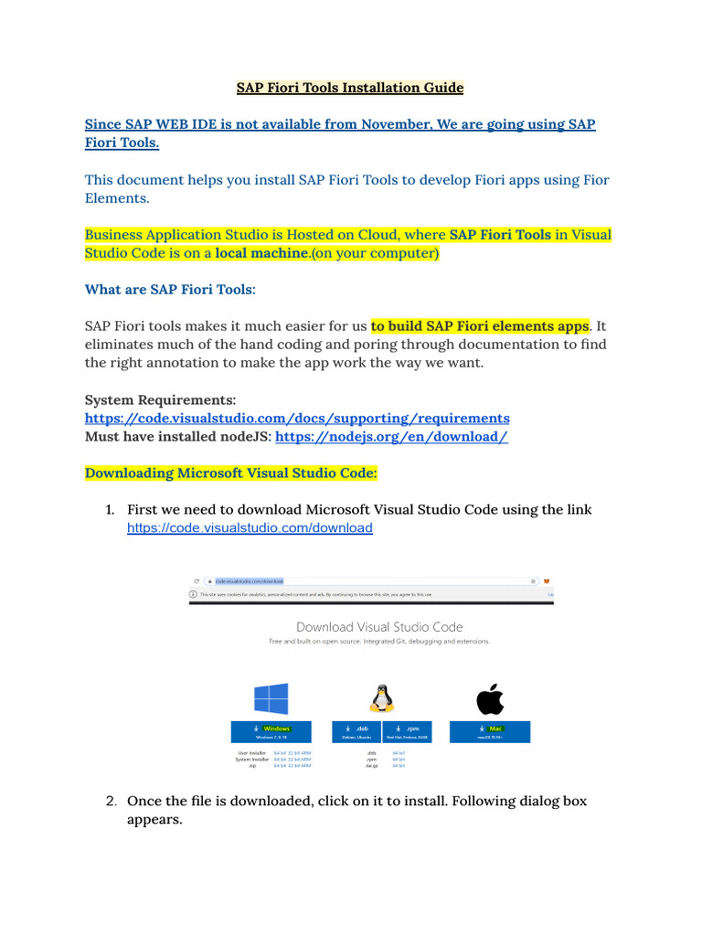 Microsoft Visual Studio Code_ SAP Fiori Tools Installation Guide | PDF | Application Software ...