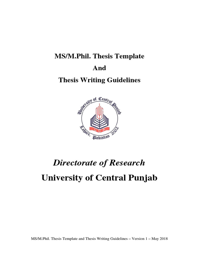 MS/M.Phil. Thesis Guidelines UCP | PDF | Thesis | Data