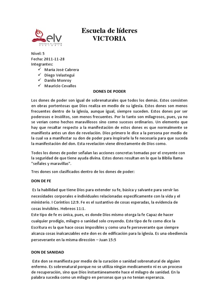 Tres Dones de Poder en la Biblia | PDF | Milagro | Fe