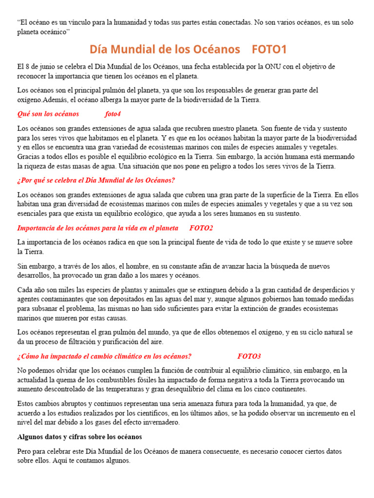 El Oceano | PDF | Océanos | Tierra