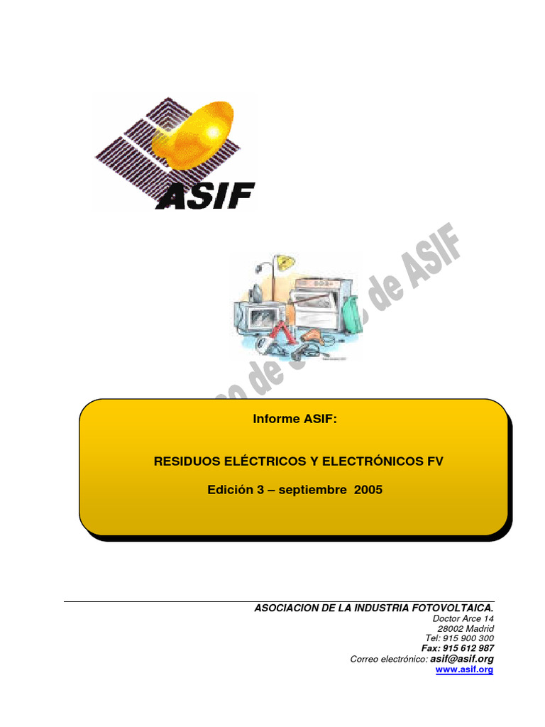 Informe - ASIF - Residuos - Electricos - E3 | PDF | Fotovoltaica | Residuos