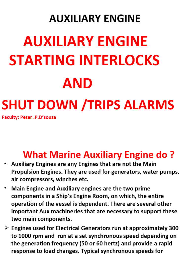 Auxillary Engine Interlocks and Alarms | PDF | Engines | Diesel Engine