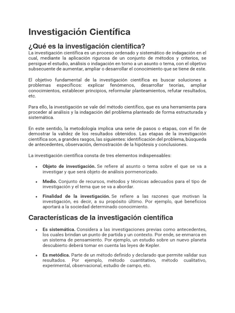 Guía Completa sobre Investigación Científica | PDF | Método científico ...