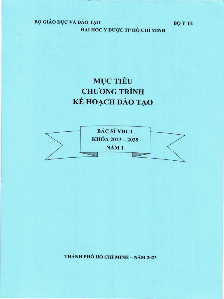 YHCT23-Chuong Trinh Dao Tao Chi Tiet (NH 2023-2024) | PDF