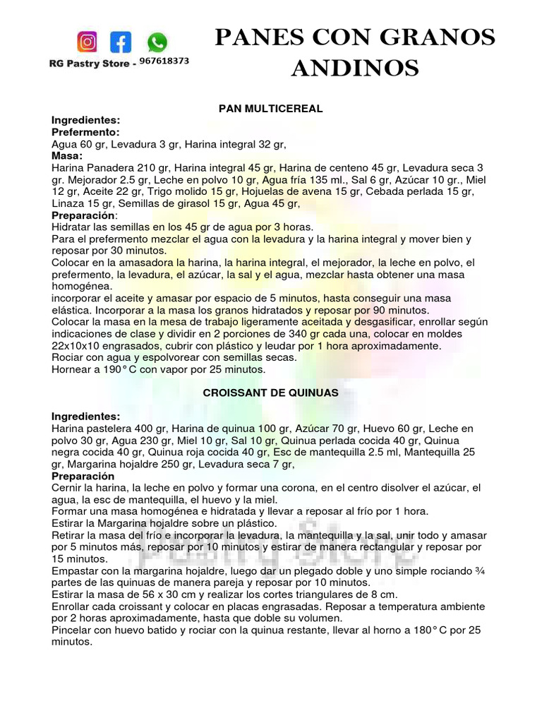 Panes Con Granos Andinos 18-08 | PDF | Panes | Harina