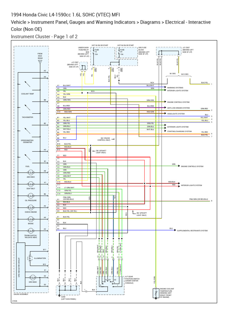eg 94 Instrument Cluster (Instrument Panel, Gauges and Warning ...