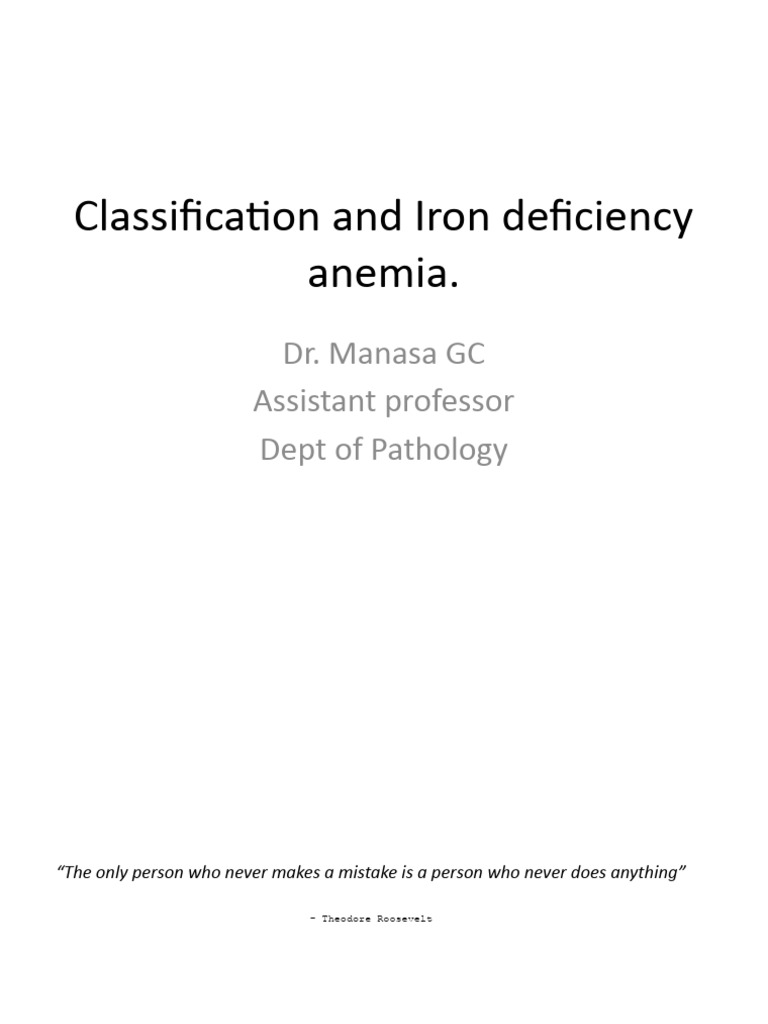 Classification and IDA | PDF | Anemia | Red Blood Cell