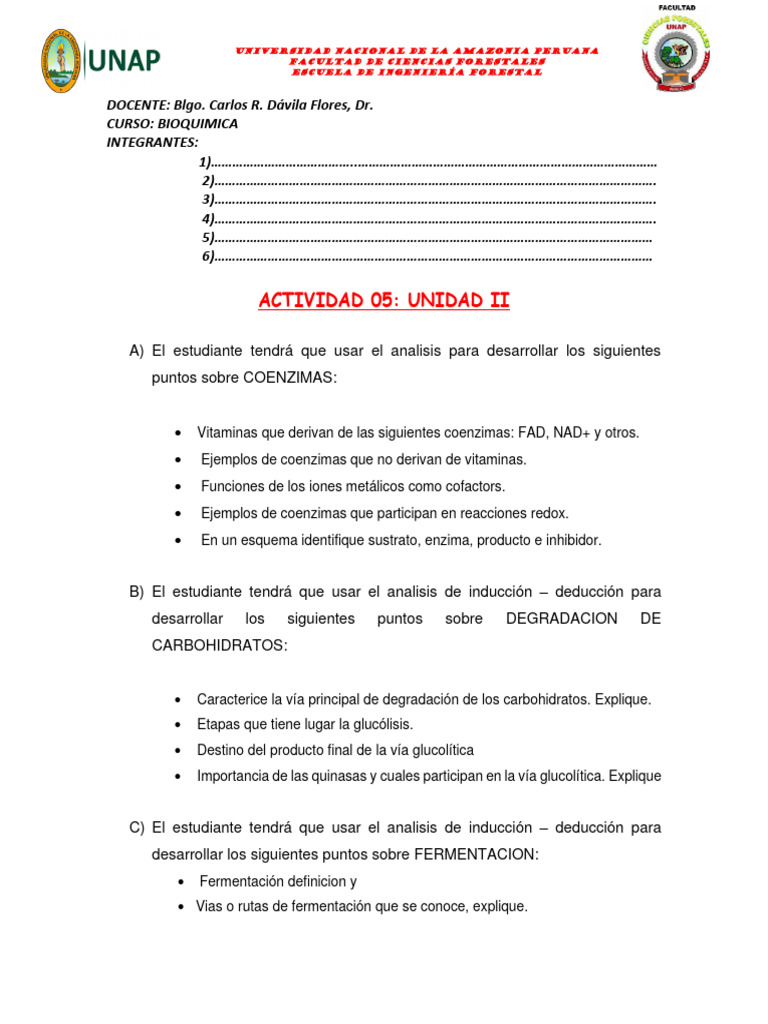 Actividad 05 Bioquimica Unidad II | PDF