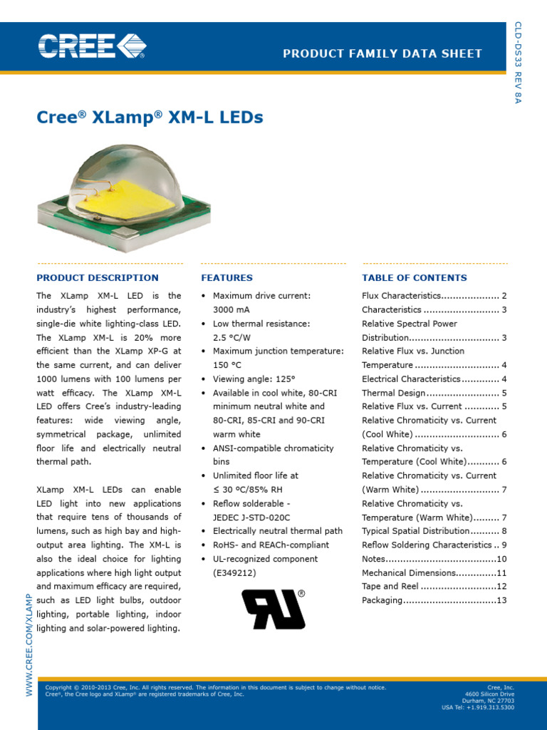 XLamp XML | PDF | Light Emitting Diode | Soldering