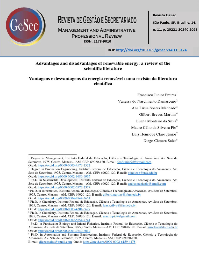 Advantages and Disadvantages of Renewable Energy | PDF | Energy ...