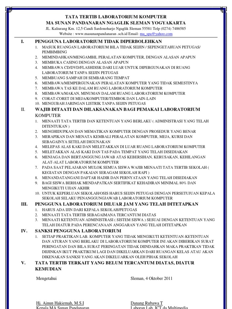 Tata Tertib Laboratorium Komputer