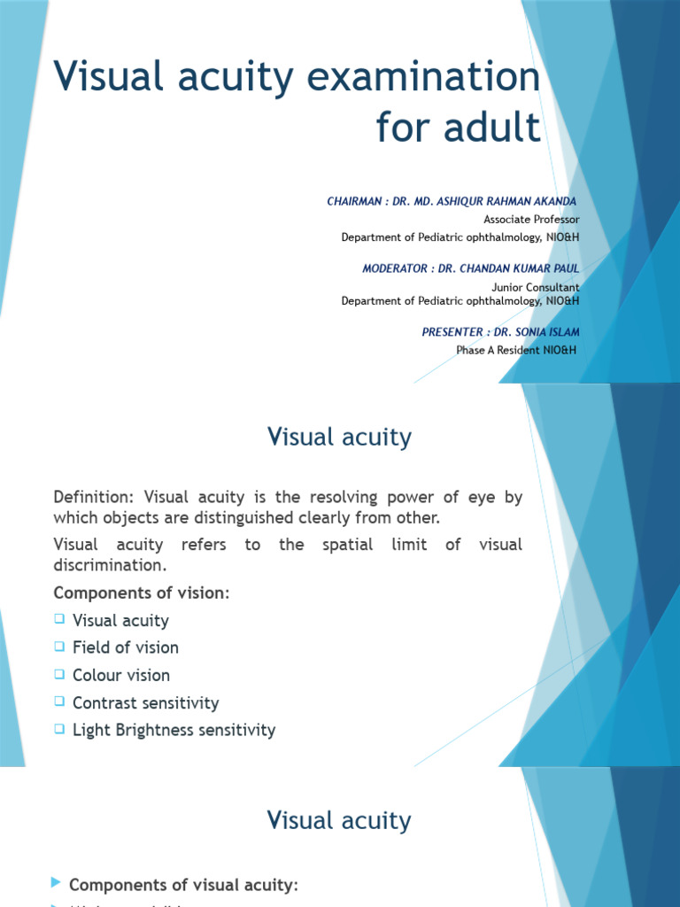 Visual Acuity Examination (Adult) Update | PDF | Visual Acuity | Eye