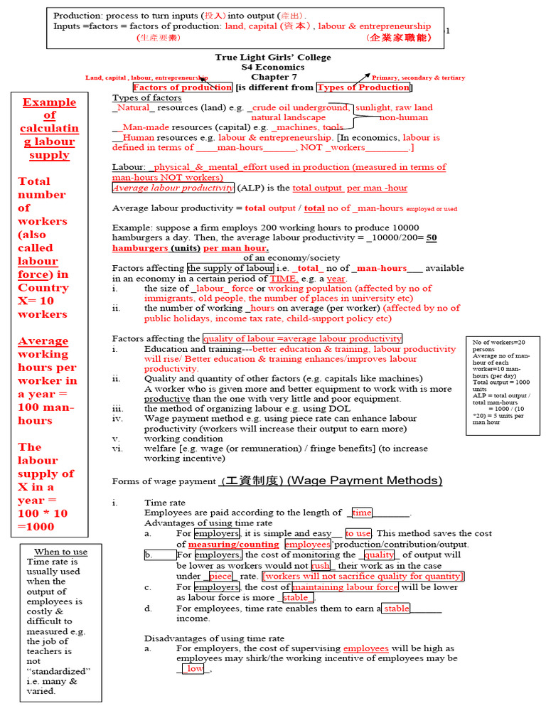 s4 Chap7 Answers Updated 2023 | PDF | Employment | Labour Economics