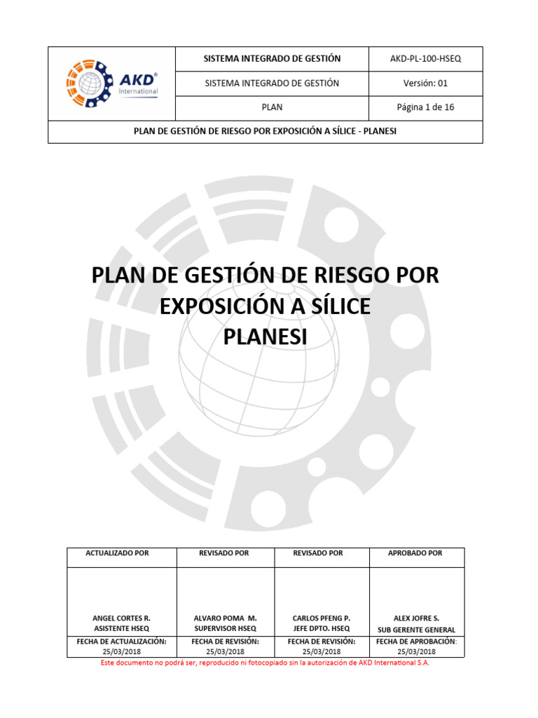 AKD-PL-100-HSEQ Plan de Gestión de Riesgo Por Exposición A Sílice ...