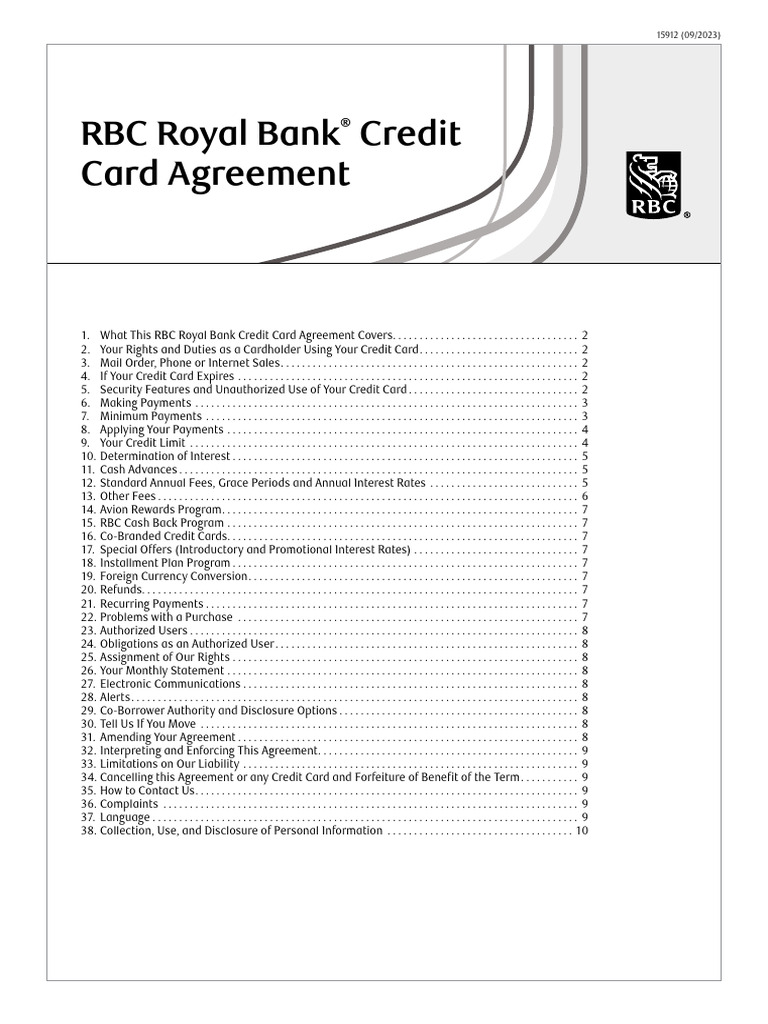 RBC Royal Bank Credit Card Agreement | PDF | Credit Card | Interest