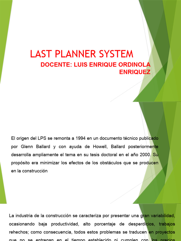 Last Planner System | PDF | Contratista general | Planificación