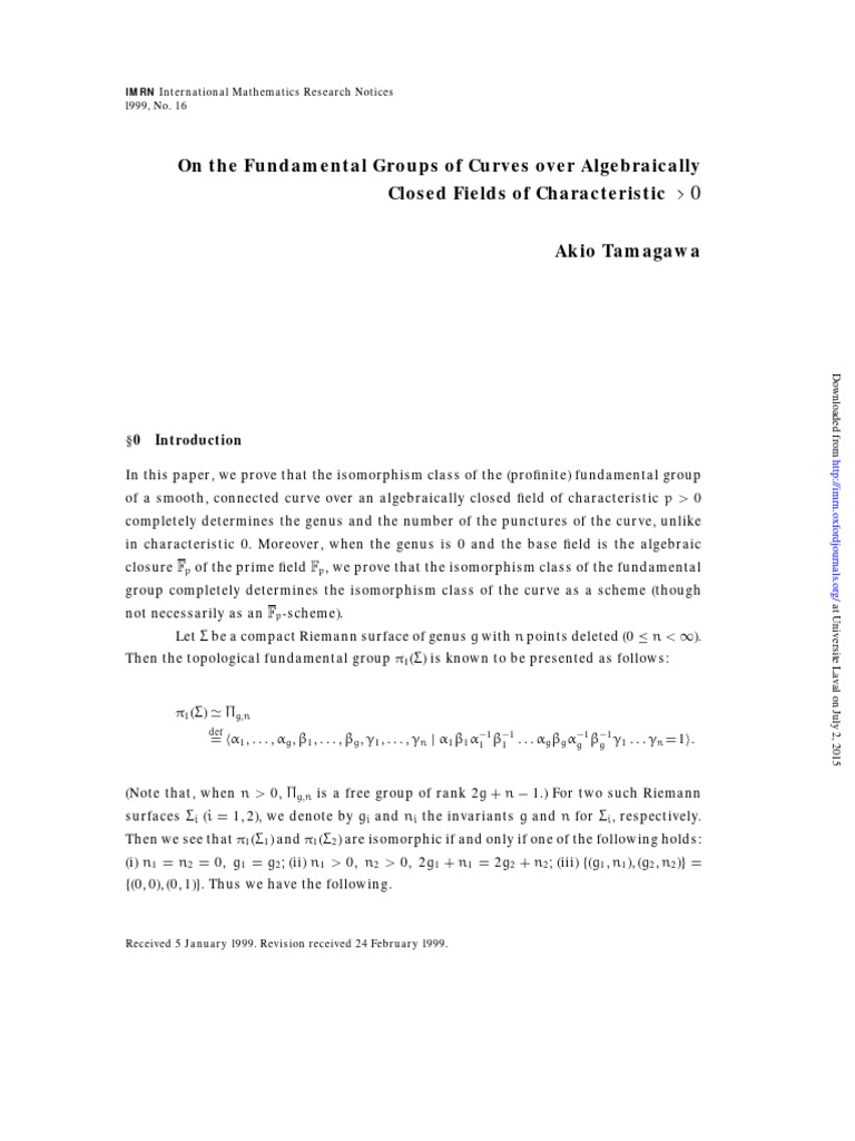 tamagawa1999 | PDF | Field (Mathematics) | Group (Mathematics)