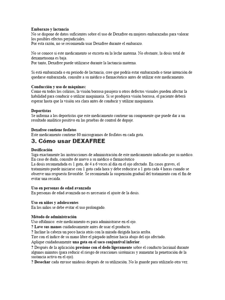 Uso de Dexafree: Embarazo y Lactancia | PDF | Medicamentos con receta ...