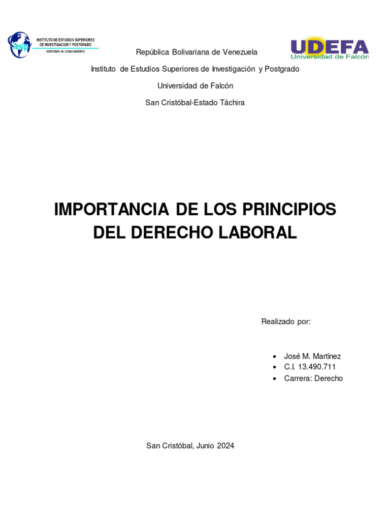 Ensayo de Los Principios Del Derecho Laboral | PDF | Derecho laboral | Justicia