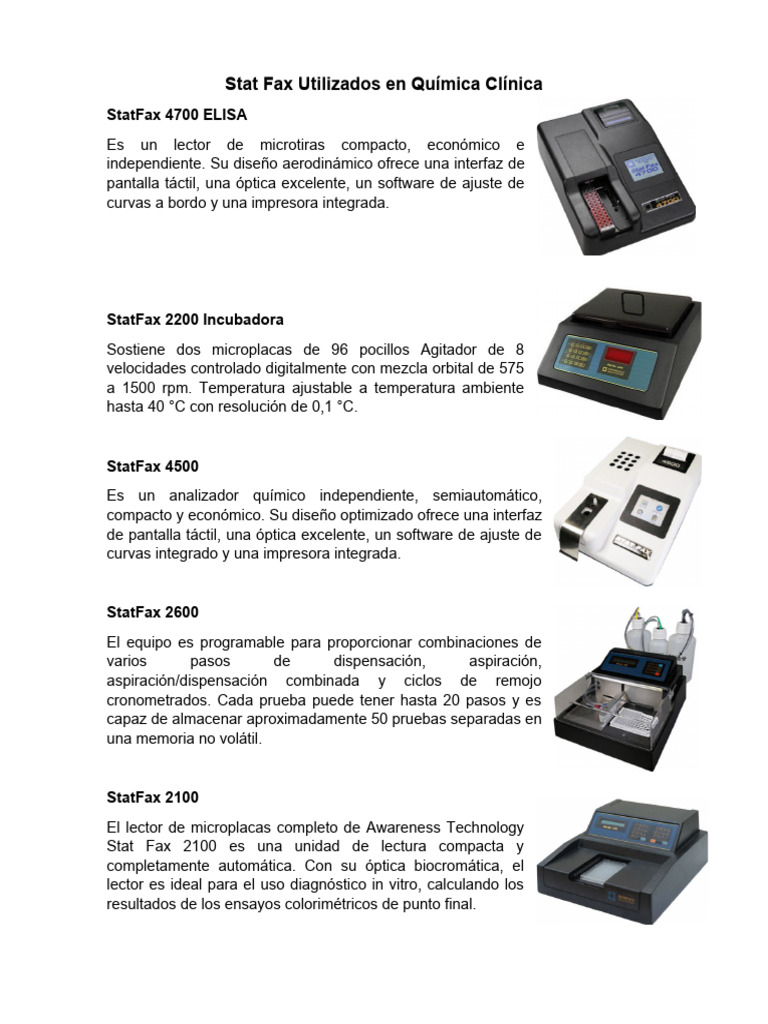 Stat Fax Utilizados en Química Clínica | Descargar gratis PDF ...