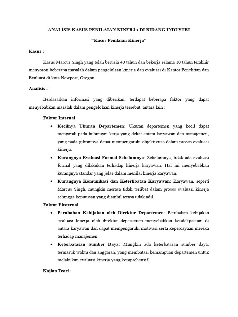 Tugas Studi Kasus Penilaian Kinerja | PDF