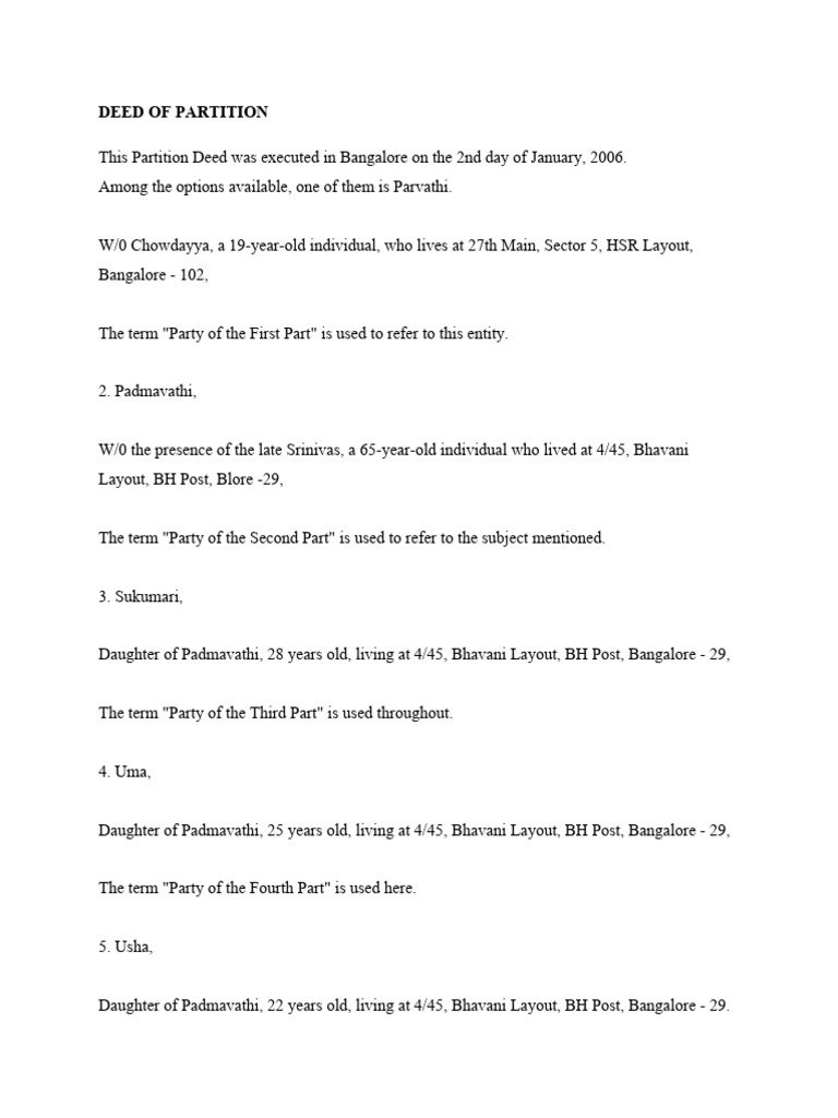 Deed of Partition | Download Free PDF | Property | Taxes