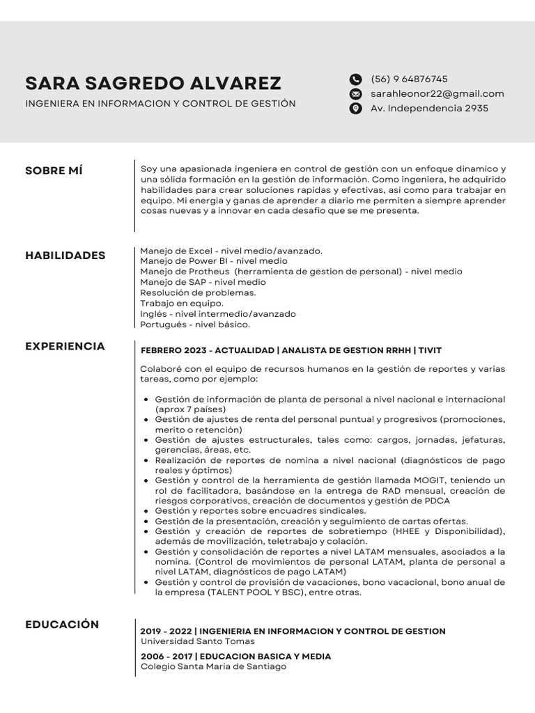 Curriculum Sara Sagredo V2 | PDF | Economias | Business