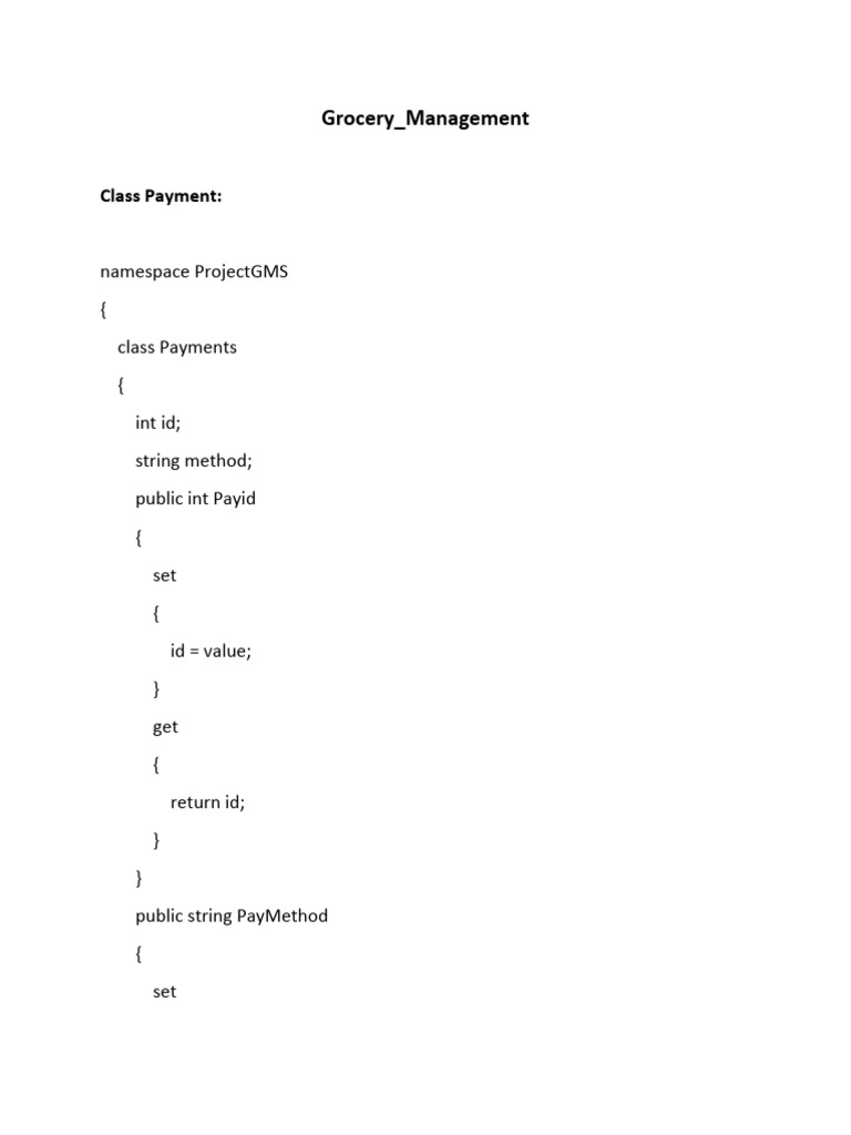 Grocery Assignment Pdf Namespace Payments