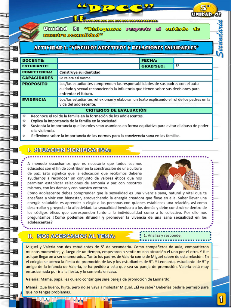 1. Vinculos Afectivos y Relaciones Saludables | PDF | La sexualidad humana | Comunicación
