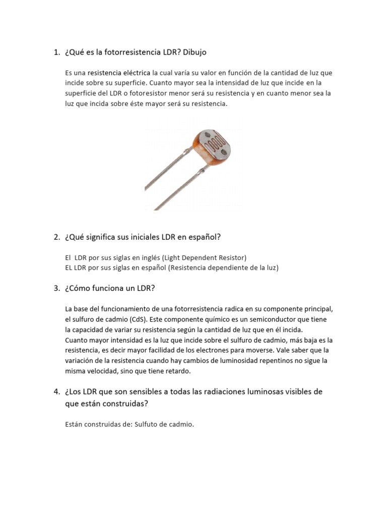 La Fotorresistencia LDR Primera Entrega | PDF