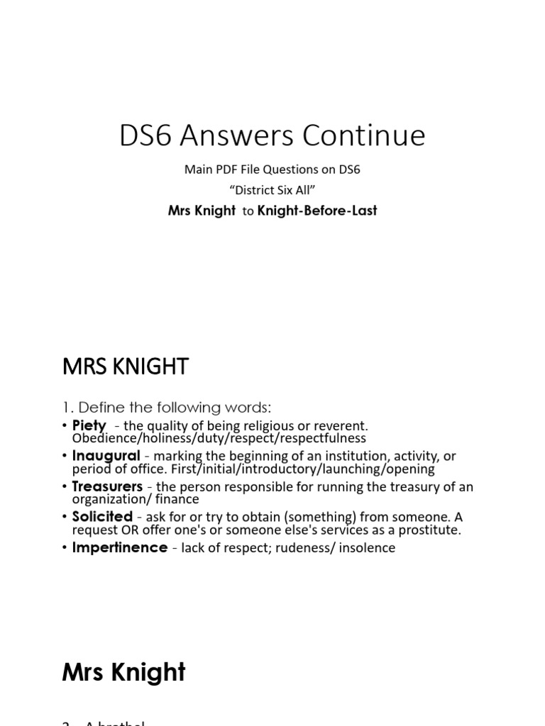 DS6 Answers NEW Part 2 Mrs Knight - Knight-Before-Last | PDF | Social Science | Mystery ...